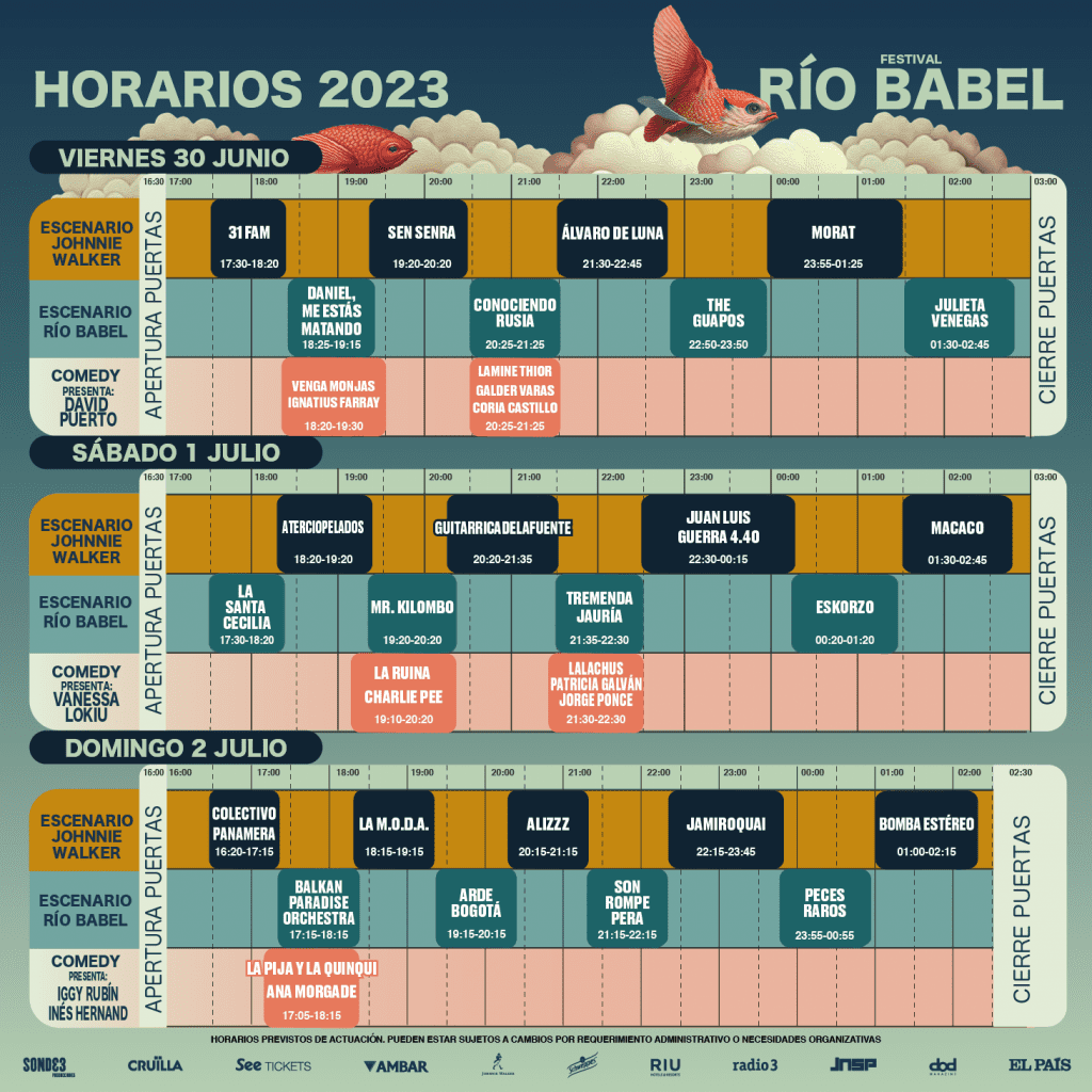 Río Babel 2023: horarios - MERCADEO POP